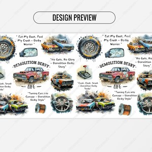 Demolition Derby Mug Wrap Sublimation Template, 11oz & 15oz Designs ...