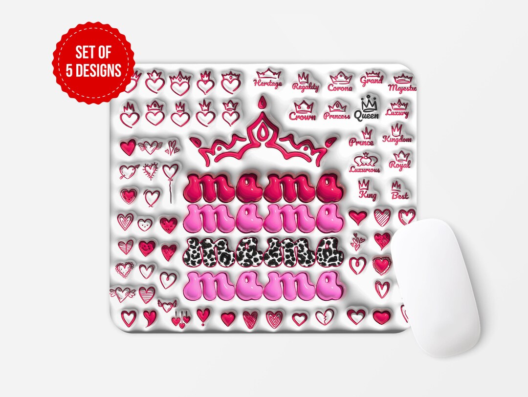 3D Retro Mama Leopard Inflated Mouse Pad PNG Sublimation Design, Square ...