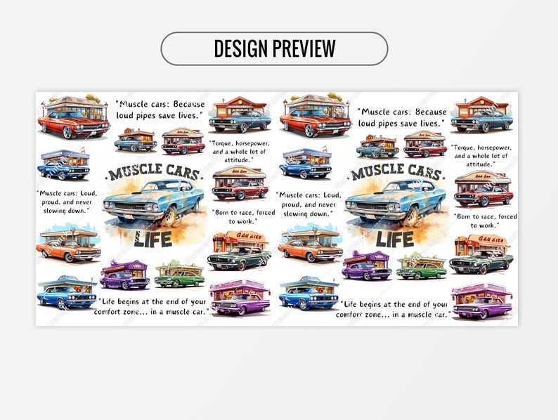 Muscle Cars Life Mug Wrap Sublimation Template, 11oz & 15oz Designs ...
