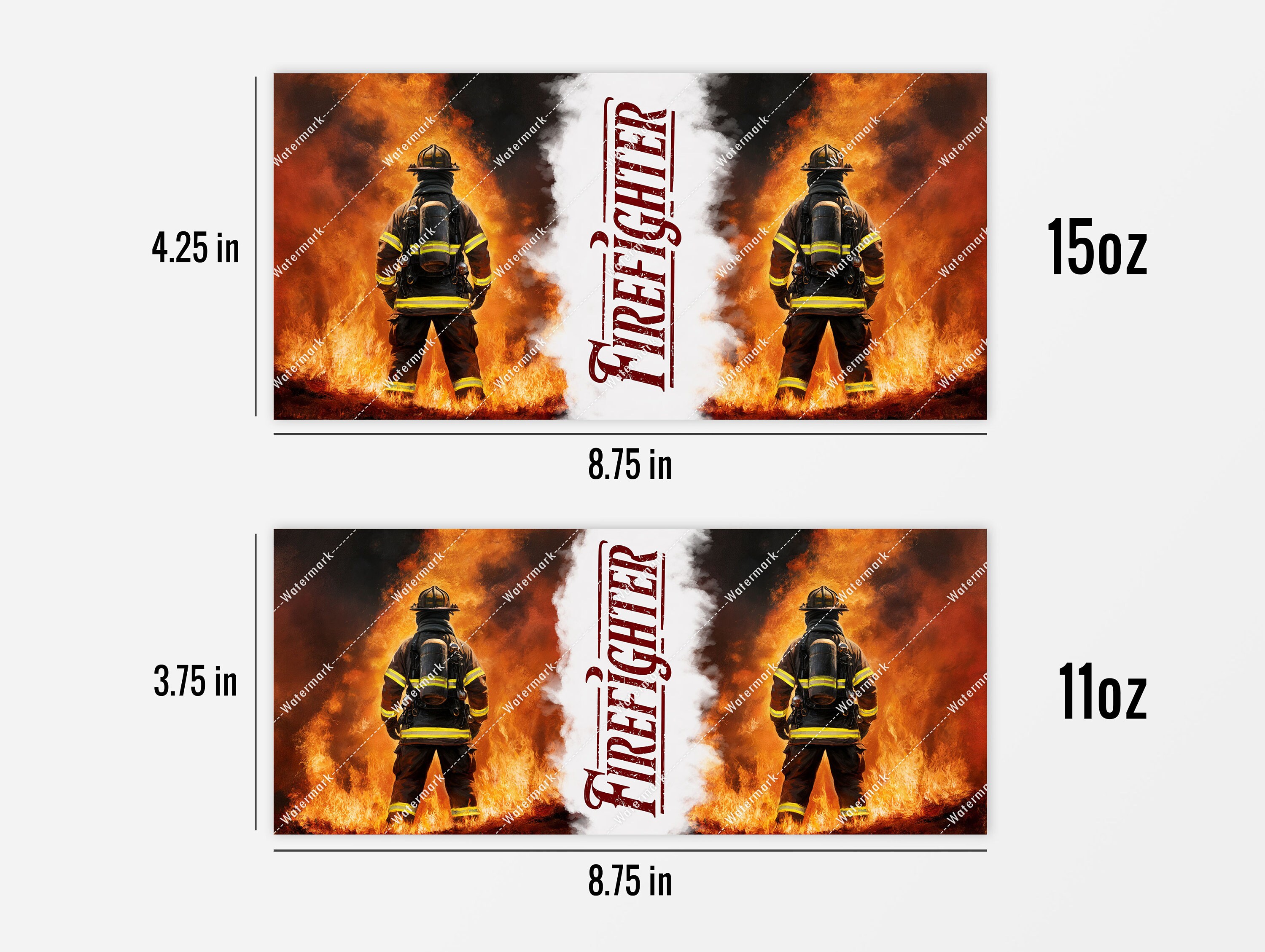 Firefighter Mug Wrap Sublimation Template, 11oz & 15oz Designs, Cricut ...