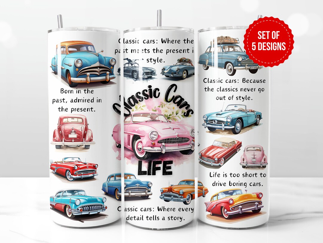 Classic Cars Tumbler Wrap Sublimation Design, Skinny 20oz Straight ...