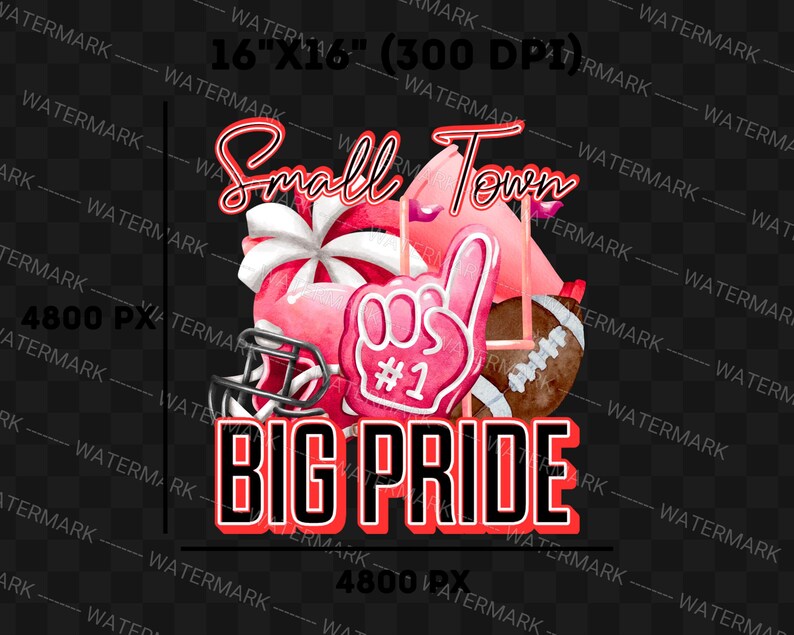 Small Town Big Pride Red Football Team Sublimation Design, PNG Image ...