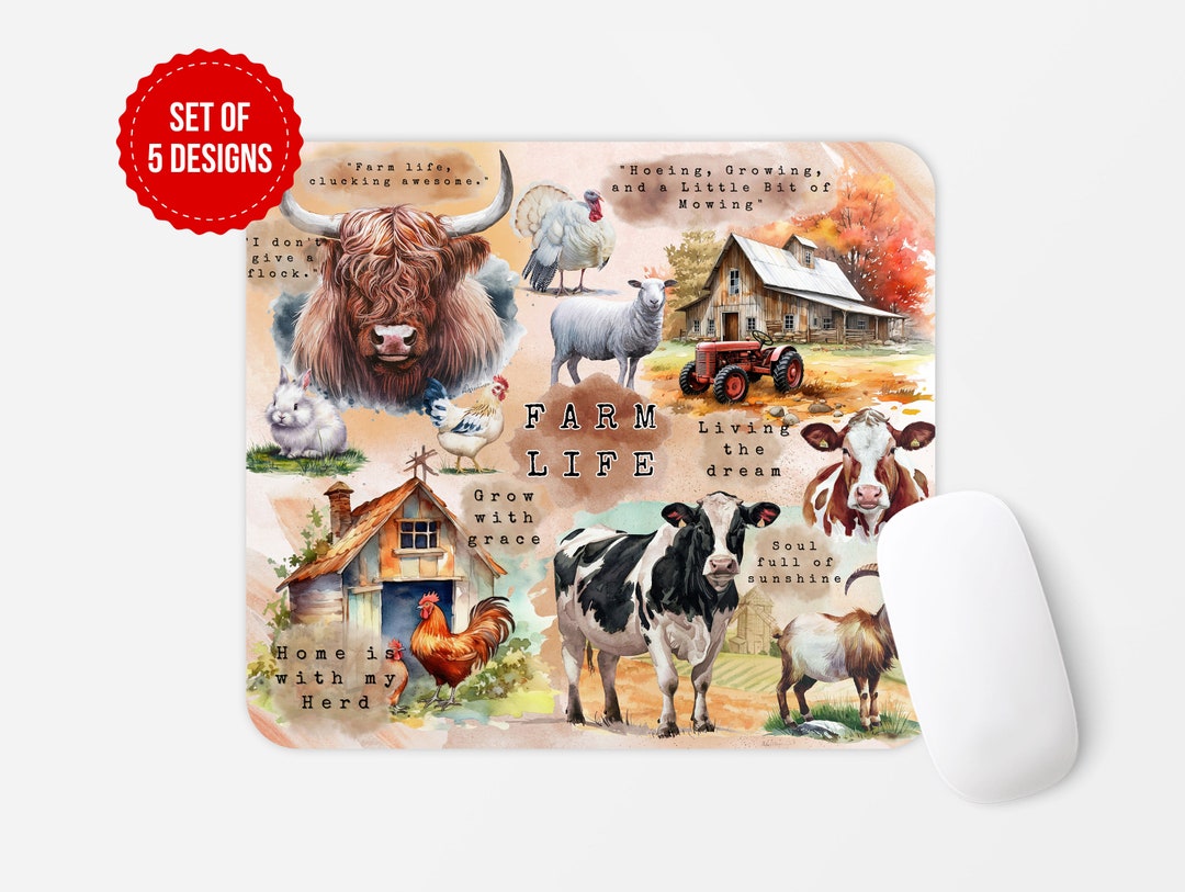 Farm Life Mouse Pad PNG Sublimation Design, Square Round Mouse Pad ...
