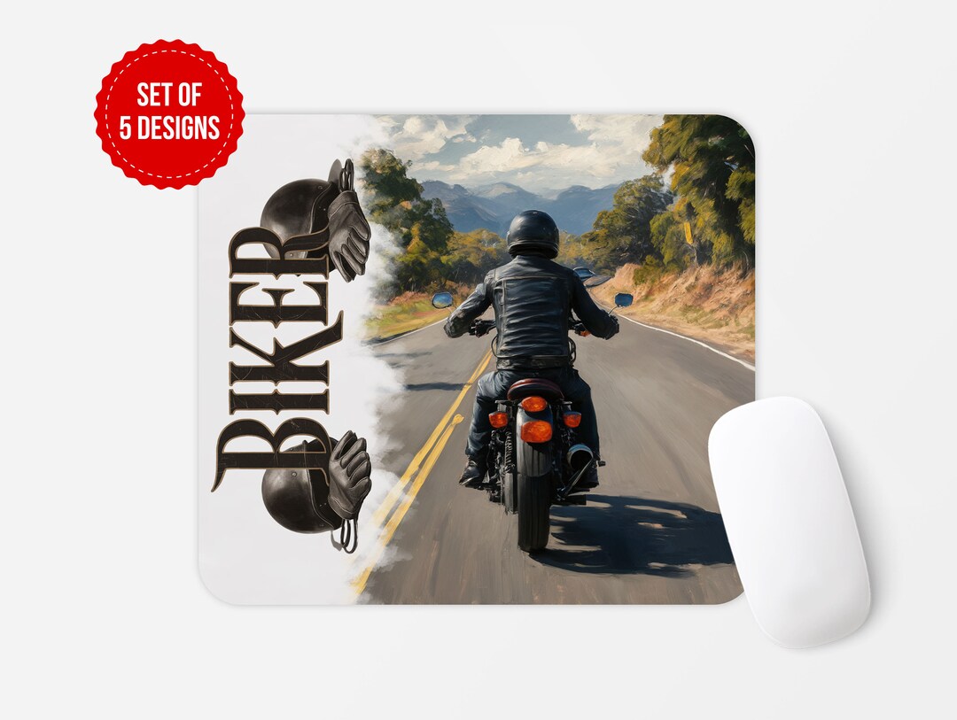 Biker Motorcycle Mouse Pad PNG Sublimation Design, Square Round Mouse ...