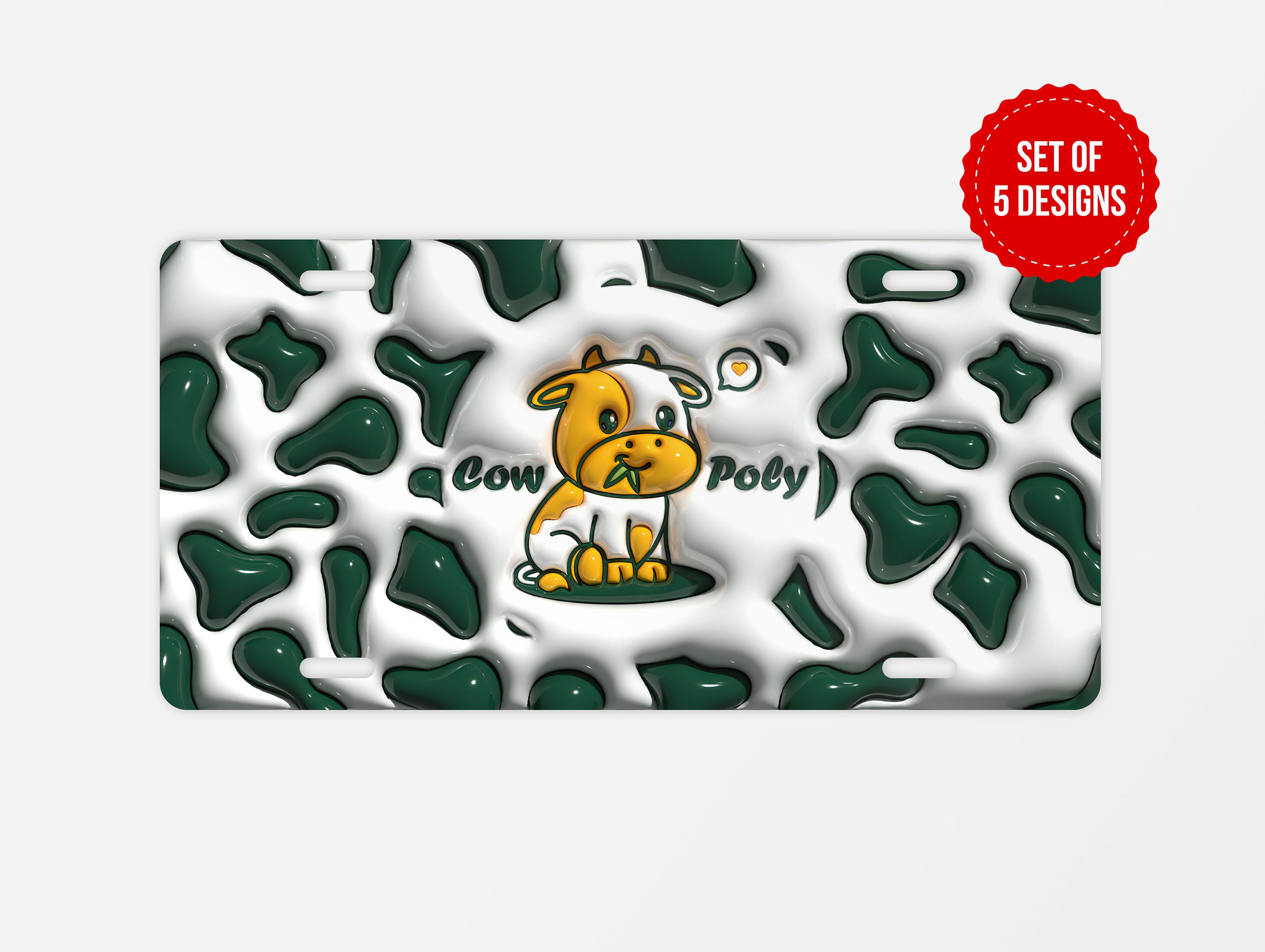 Funny Cow Poly License Plate Sublimation Design 3D Sarcastic - Etsy