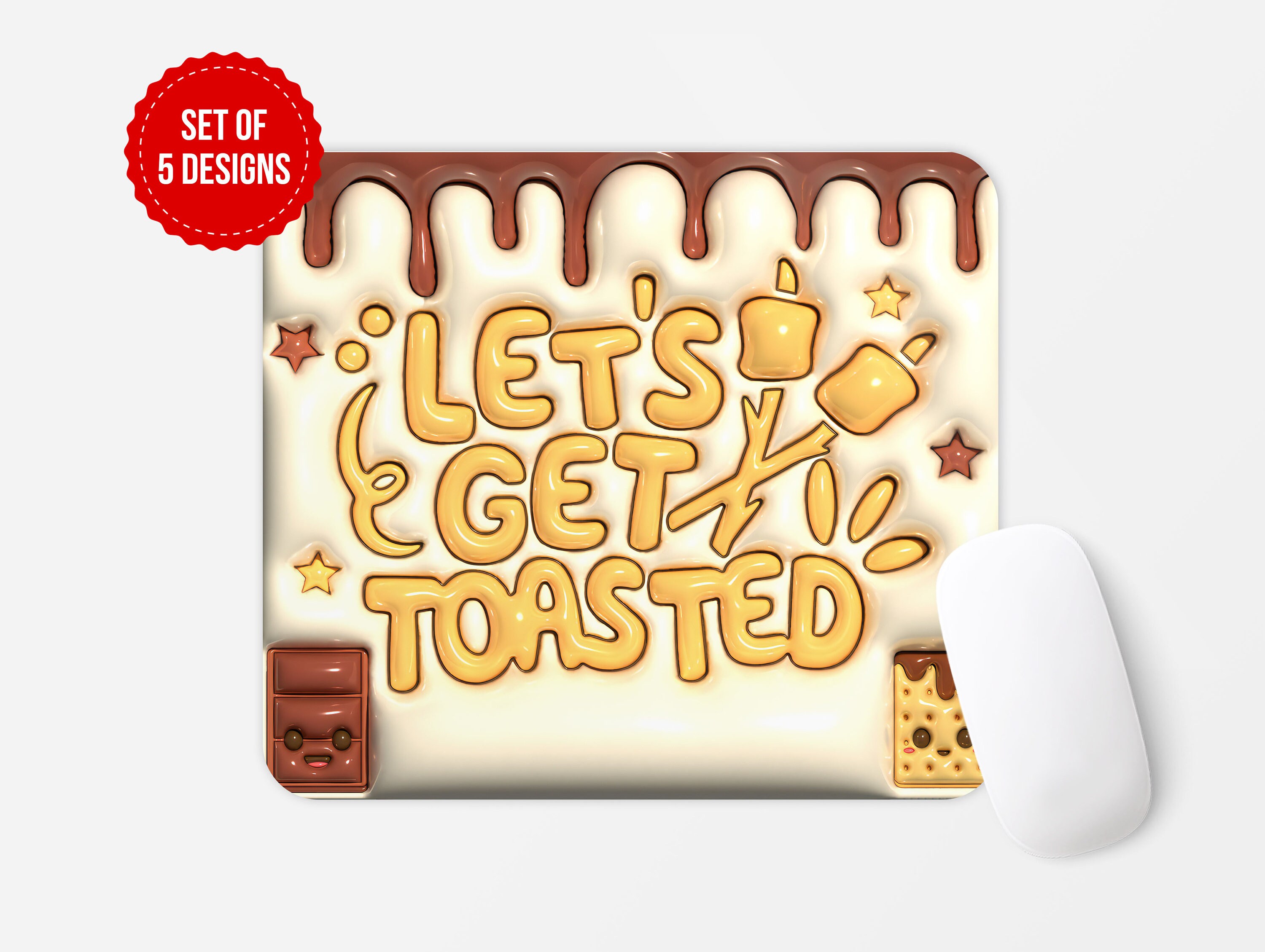 Let's Get Toasted Mouse Pad PNG Sublimation Design, Square Round Mouse ...