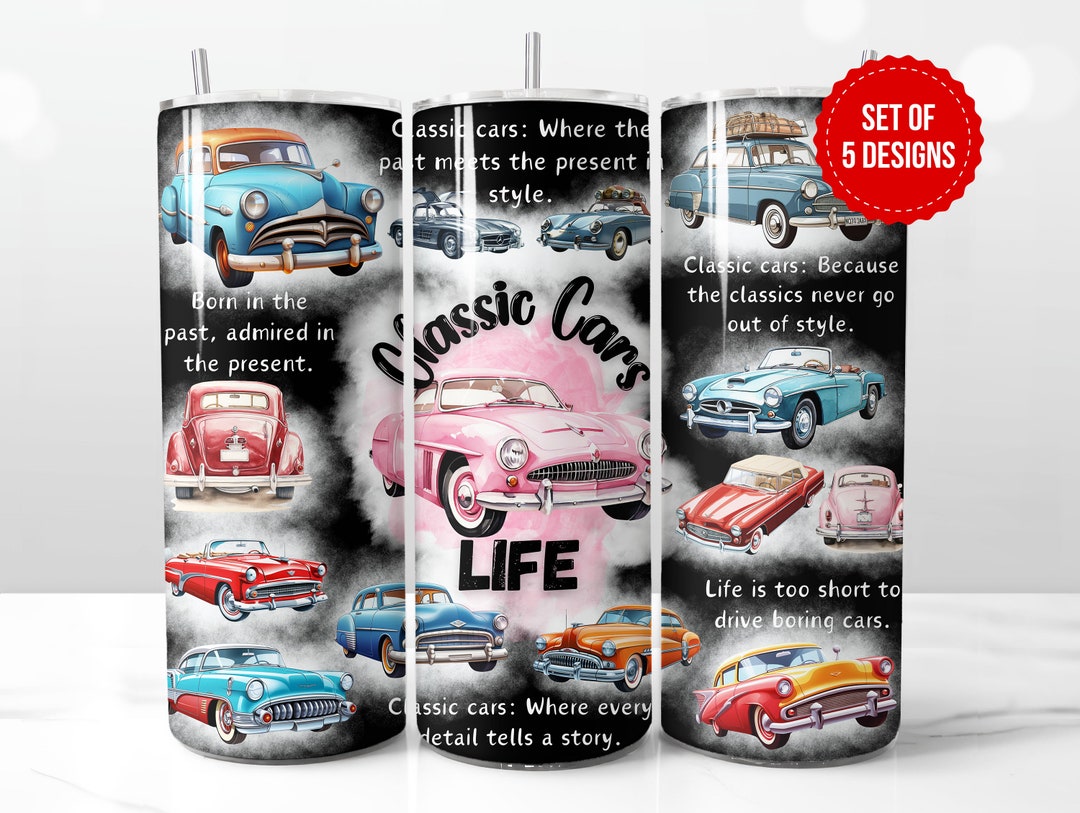 Classic Cars Tumbler Wrap Sublimation Design, Skinny 20oz Straight ...