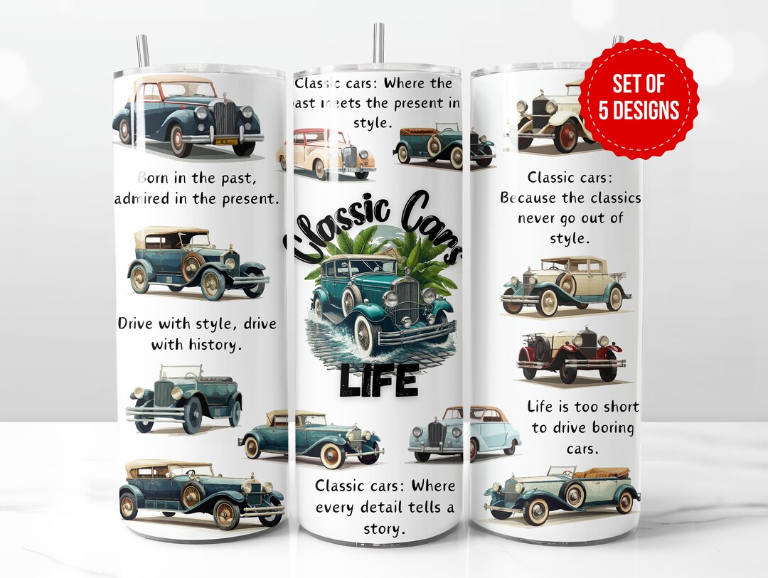 Classic Cars Tumbler Wrap Sublimation Design, Skinny 20oz Straight ...