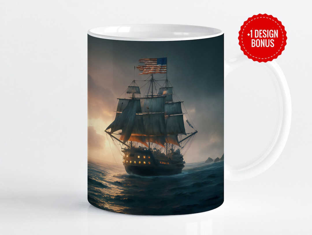 3D USA Ship Mug Wrap Sublimation Template, 11oz & 15oz Designs, Cricut ...