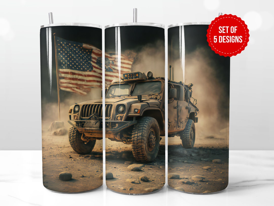 3D USA Humvee Tumbler Wrap Sublimation Design, US Military Armed Force ...