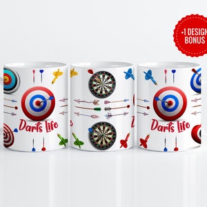 Darts Archery Mug Wrap Sublimation Template, 11oz & 15oz Designs ...