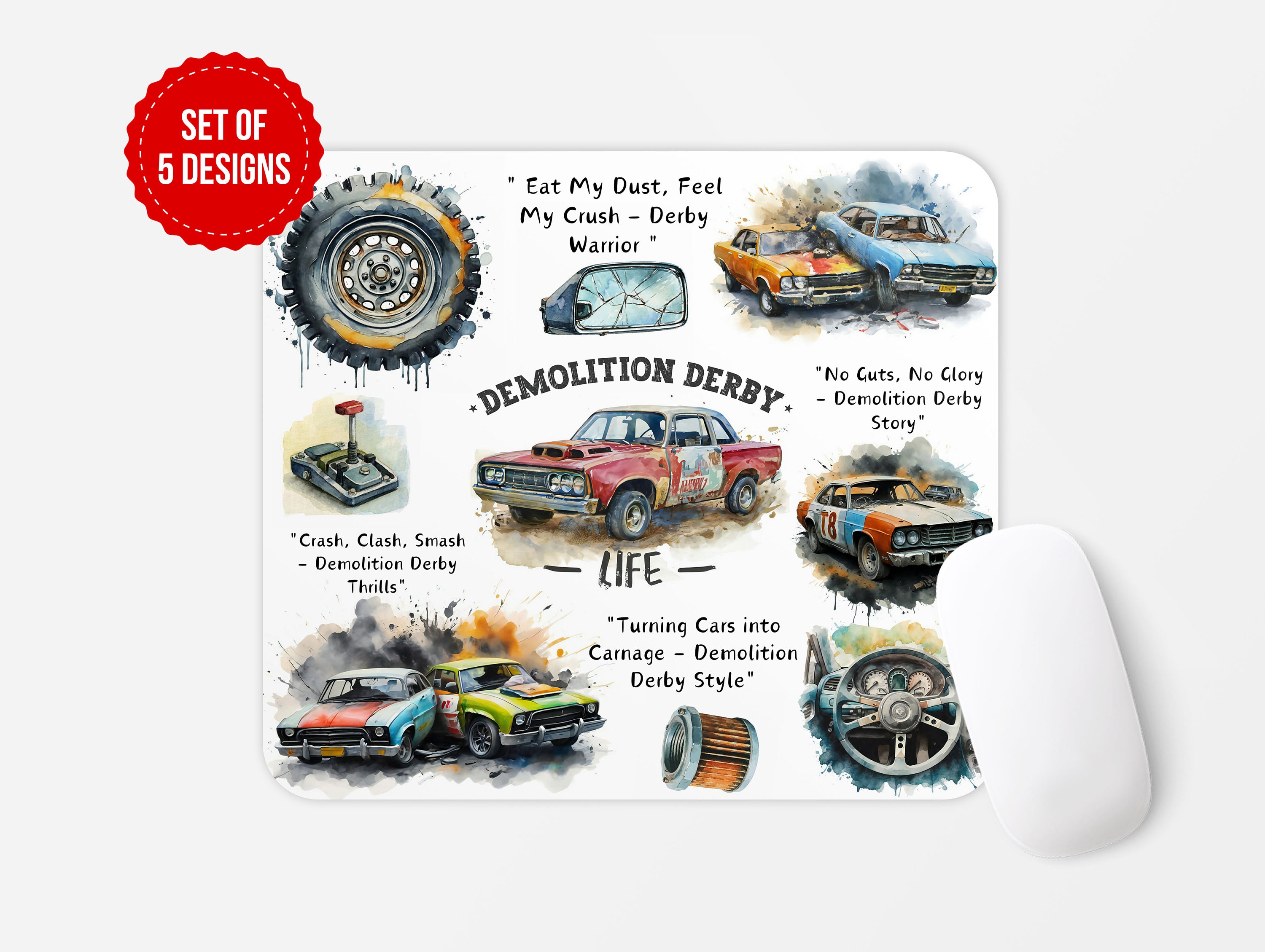 Demolition Derby Mouse Pad PNG Sublimation Design, Muscle Crashing Cars ...