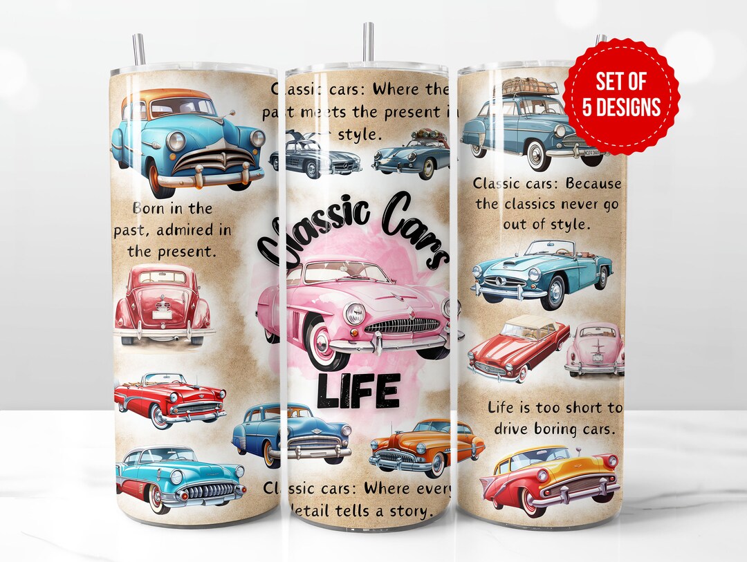 Classic Cars Tumbler Wrap Sublimation Design, Skinny 20oz Straight ...