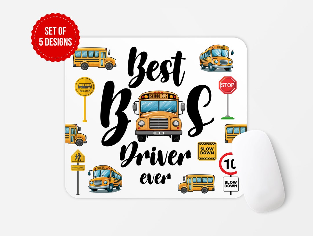 School Bus Driver Mouse Pad PNG Sublimation Design, Square Round Mouse ...