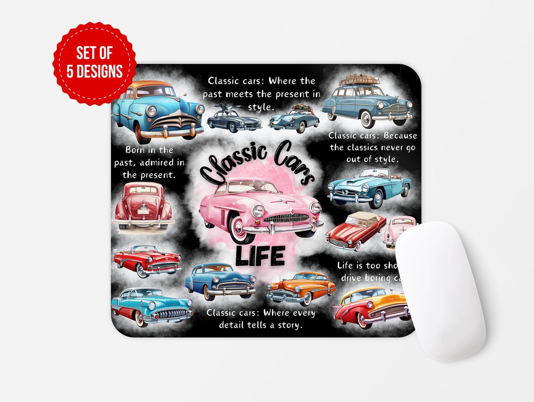 Classic Cars Mouse Pad PNG Sublimation Design, Square Round Mouse Pad ...