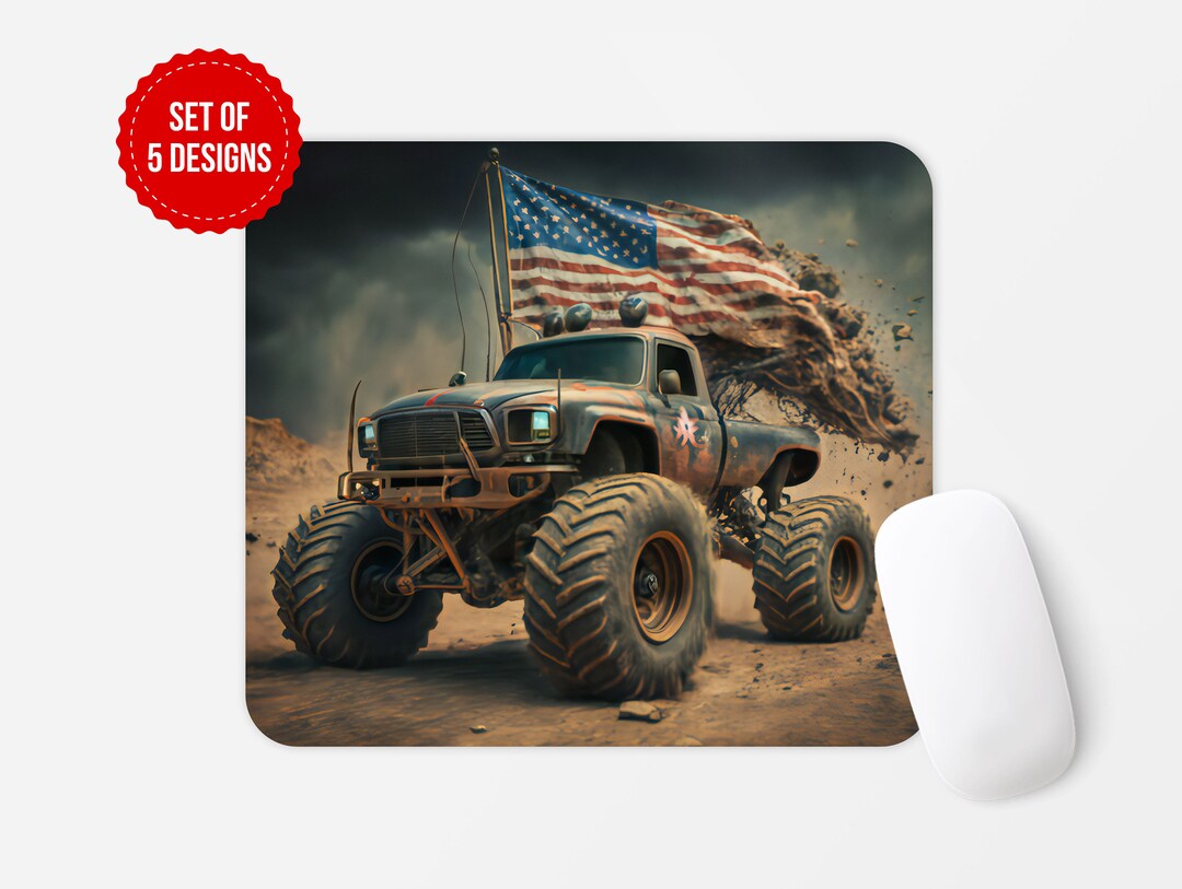 Monster Truck Mouse Pad PNG Sublimation Design, Square Round Mouse Pad ...