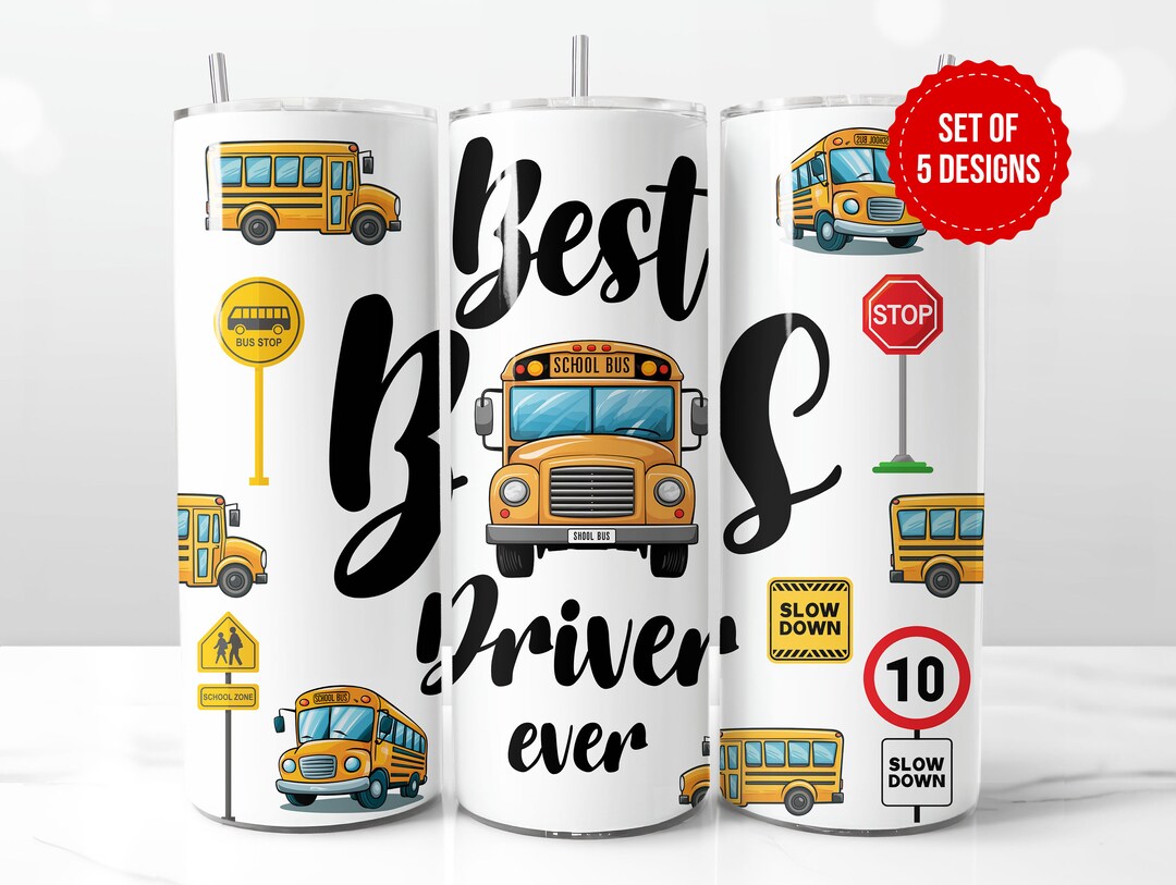 School Bus Driver Tumbler Wrap Sublimation Design, Skinny 20oz Straight ...