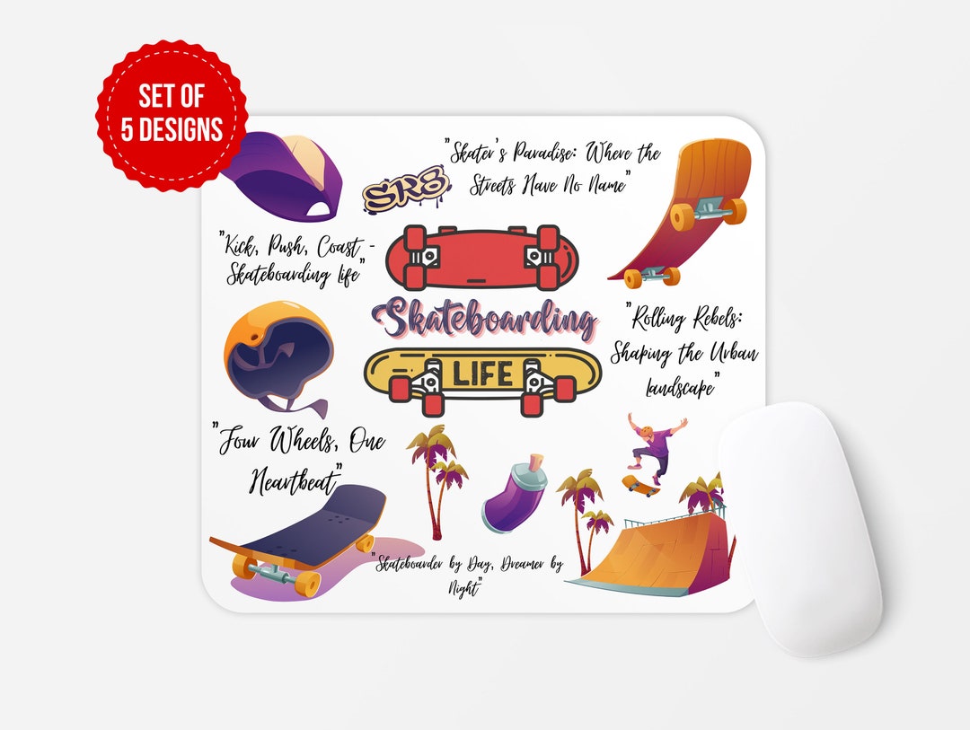 Skateboarding Life Mouse Pad PNG Sublimation Design, Square Round Mouse ...