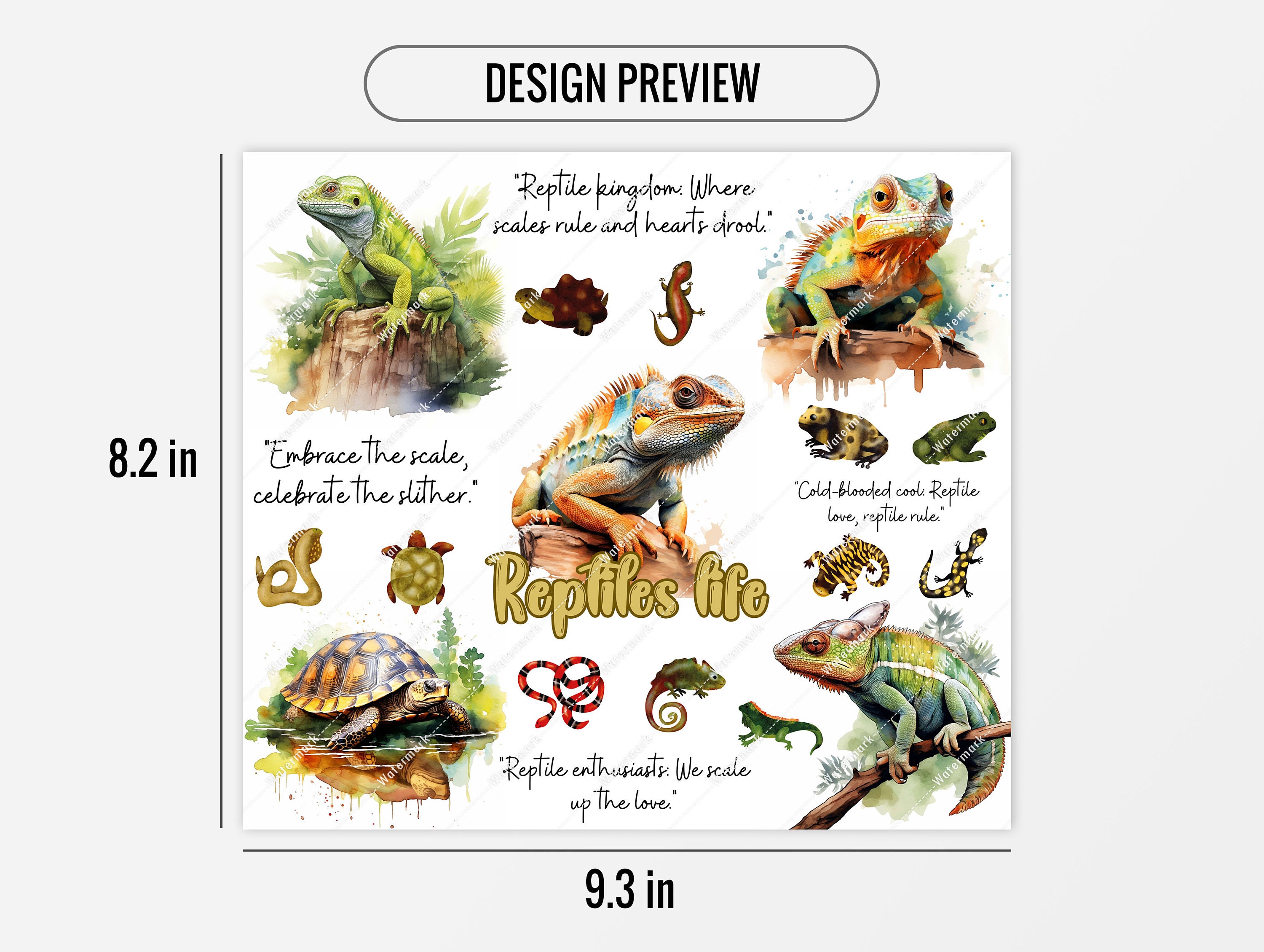 Reptiles Lizards Lover Life Tumbler Wrap Sublimation Design, Skinny ...