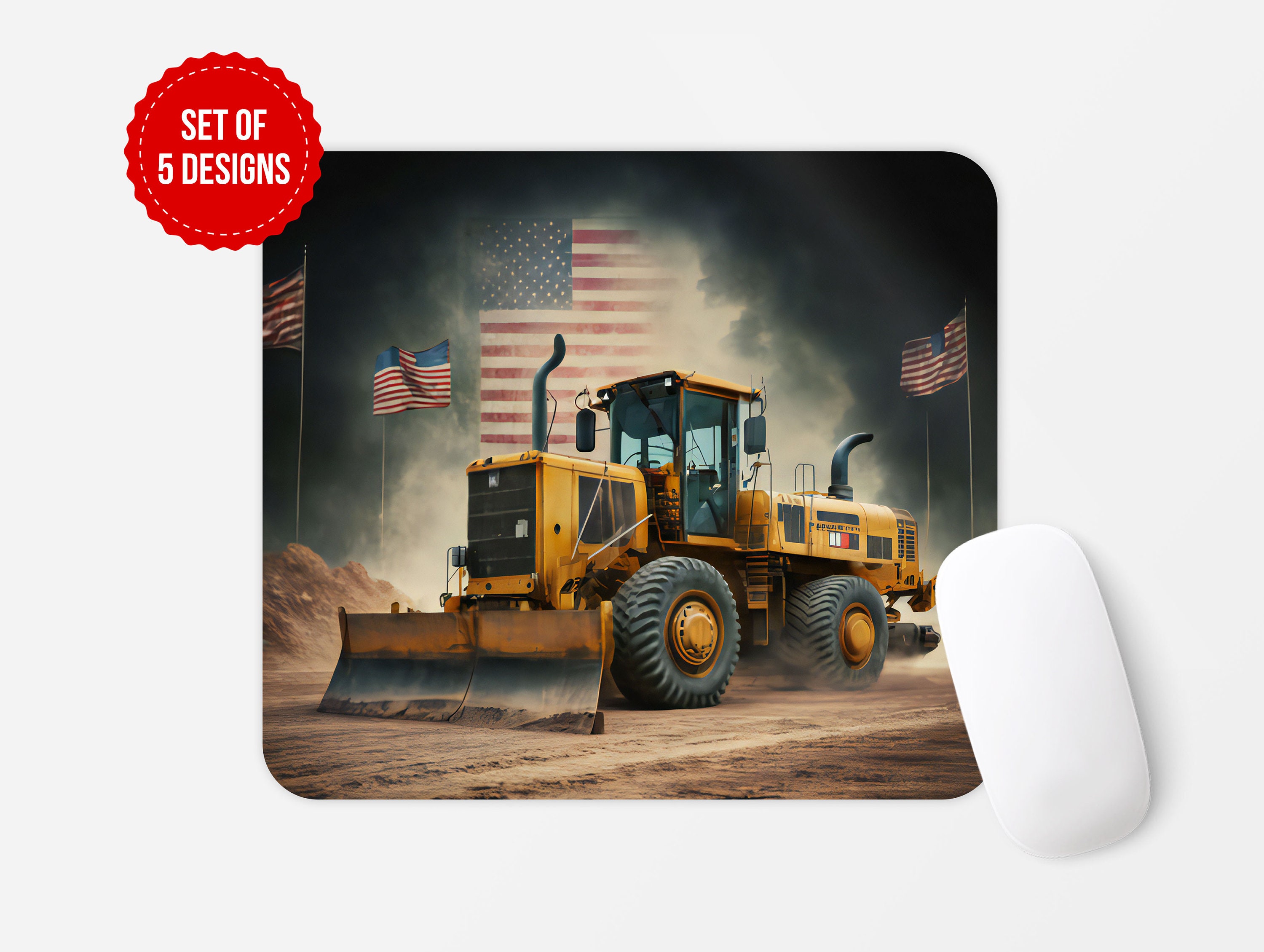 USA Road Construction Vehicle Mouse Pad PNG Sublimation Design, Square ...
