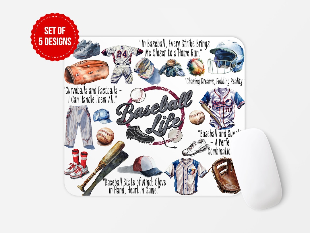 Baseball Life Mouse Pad PNG Sublimation Design, Square Round Mouse Pad ...