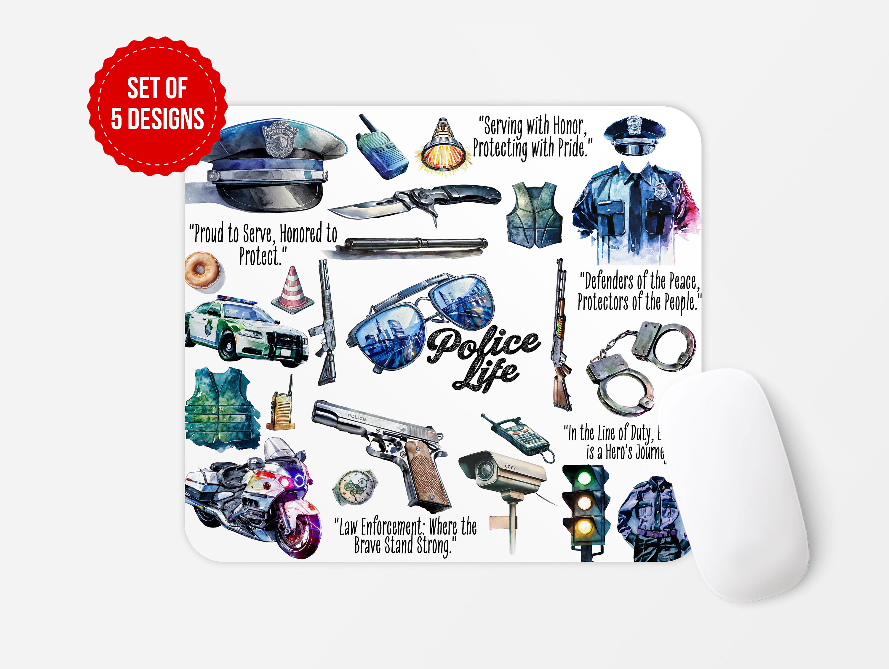 Police Life Mouse Pad PNG Sublimation Design, Square Round Mouse Pad ...