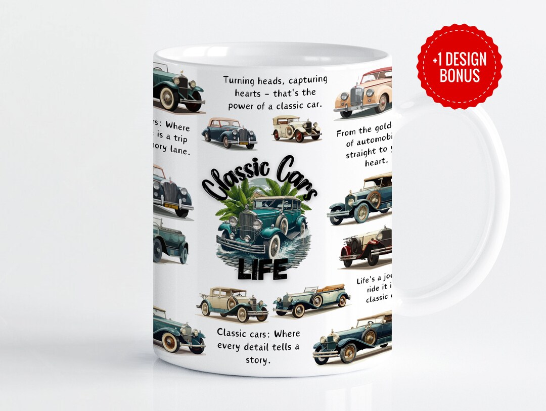 Classic Cars Mug Wrap Sublimation Template, 11oz & 15oz Designs, Cricut ...