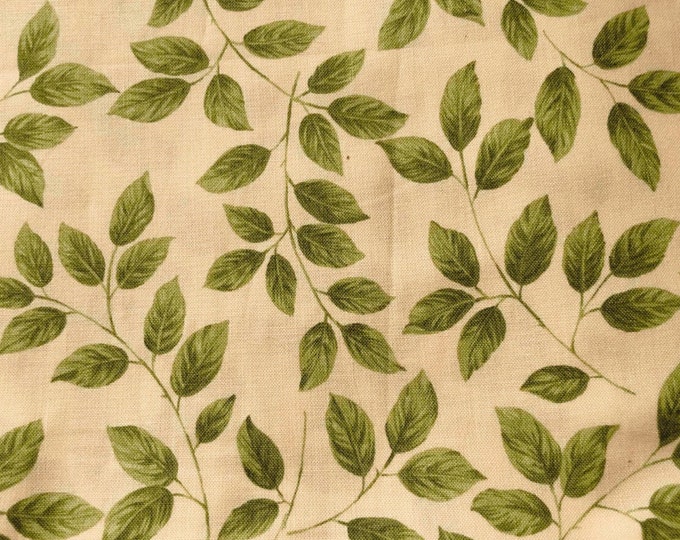 Green Leaf Fabric, 100%cotton, Sewing, Quilting Fabric, Fabric by the ...