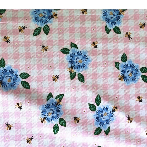 Gingham Floral Fabric - Etsy