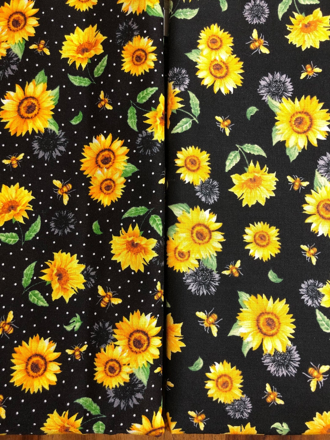 Sunflower Fabric, Hi-fashion Sunflowers and Bees, 100% Cotton Fabric ...
