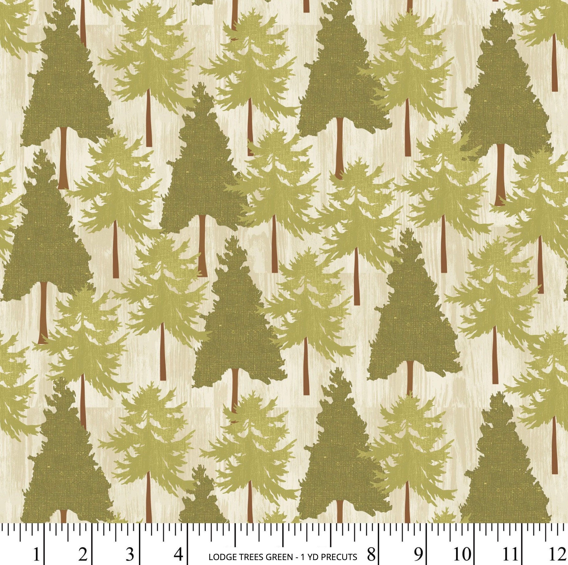 David Textiles Lodge Trees Green Fabric by the Yard, 100% Cotton ...