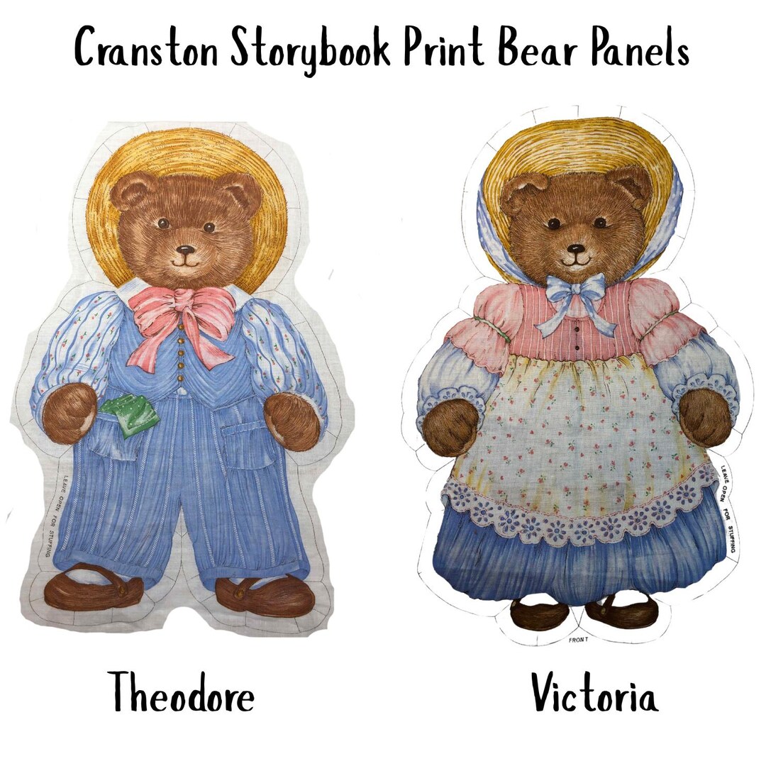 Vintage Cranston Storybook Bear Panel, 100% Cotton Fabric, Sewing ...