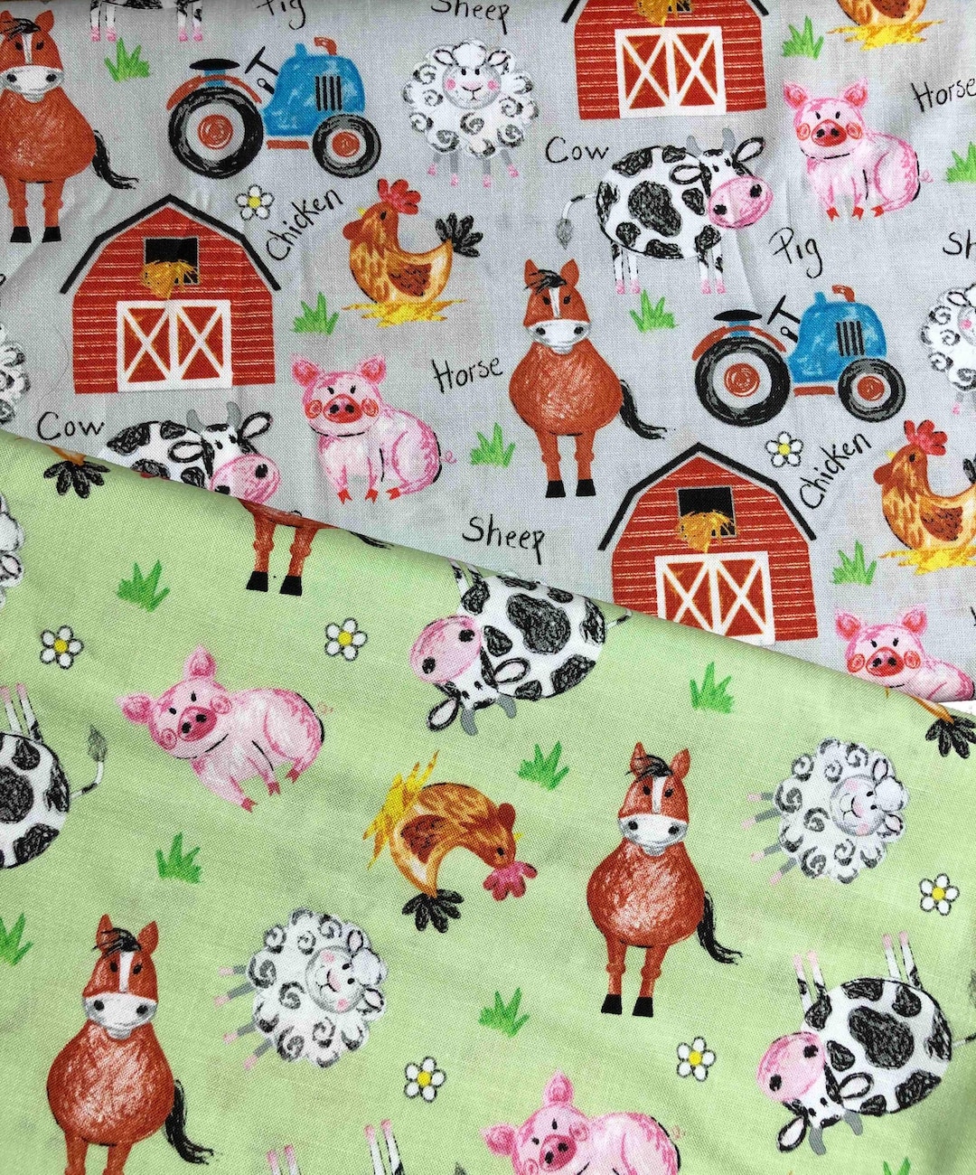 Farm Animal Fabric, Coloring Farm Fabric, Sewing, Quilting, Riley Blake ...