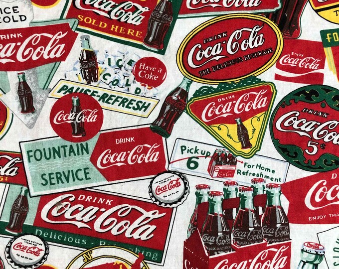 Retro Coca-cola Fabric, 100% Cotton, Quilting Fabric, Sewing, Vintage ...