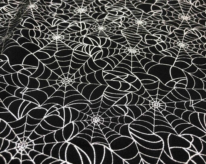 Halloween Metallic Spider Web Fabric, 100% Cotton Fabric, Sewing ...