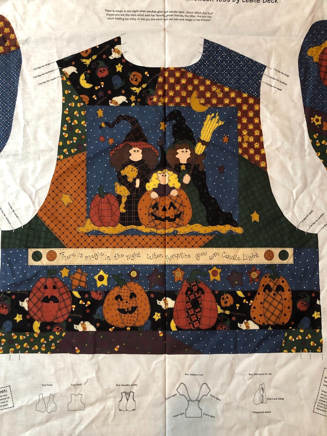 Women's Halloween Vest Panel, Hocus Pocus Fabric Sewing, Crafting, Vest ...