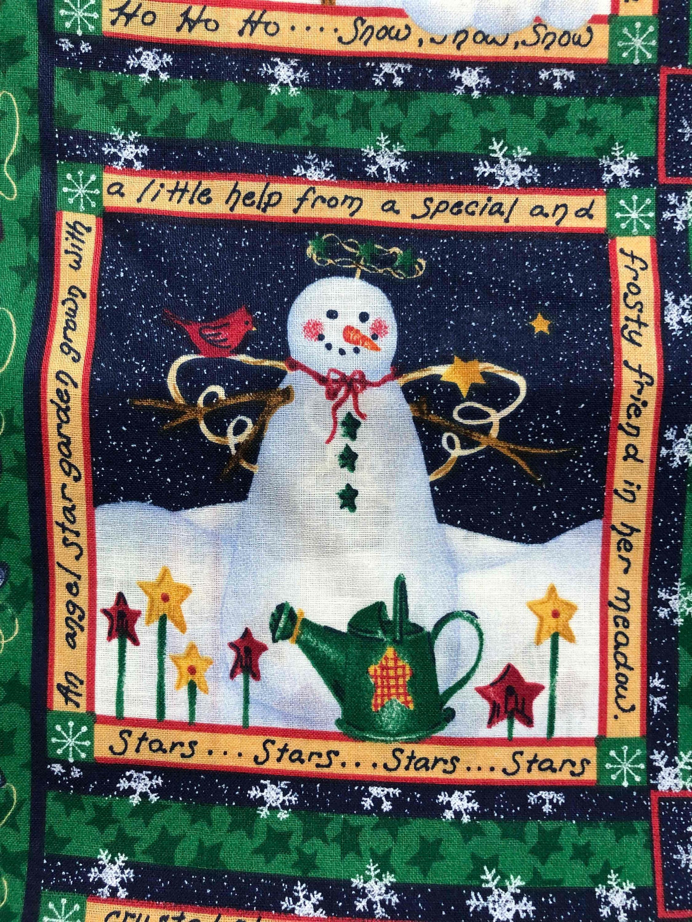 Gathering of Snow Angels Snowman Christmas Fabric, 100% Cotton, Sewing ...
