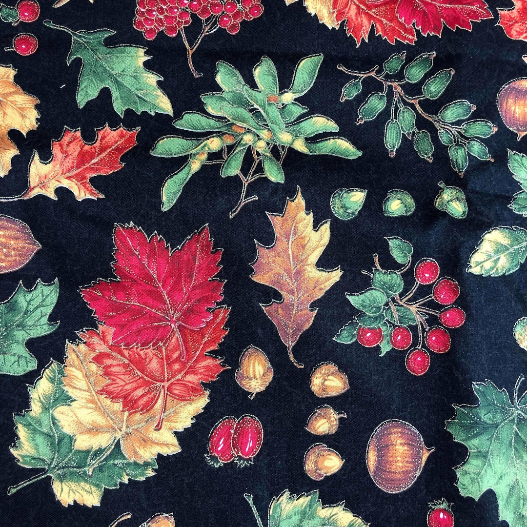 Cranston Fall Leaf and Acorn Fabric, 100% Cotton Fabric, Sewing ...