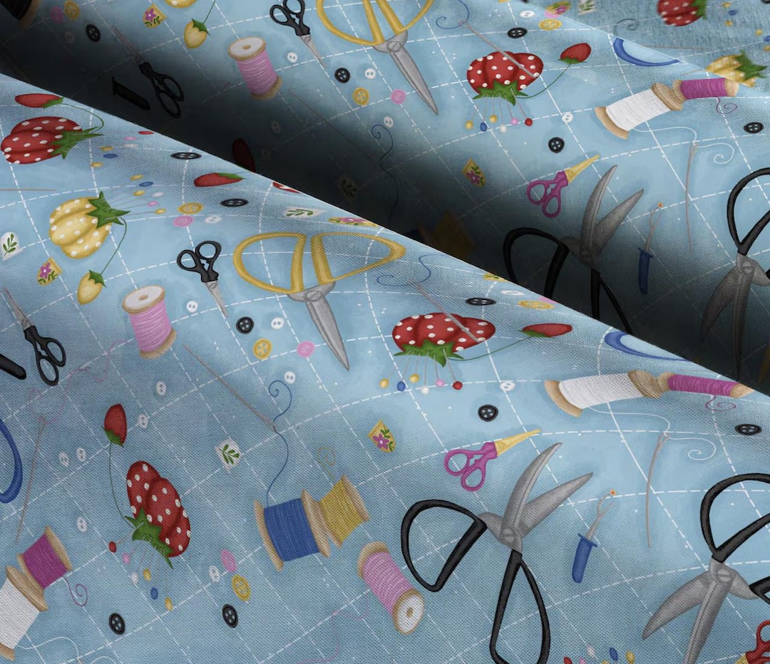 Sewing Tools, 100% Cotton, Sewing Themed Fabric, Quilting Fabric ...