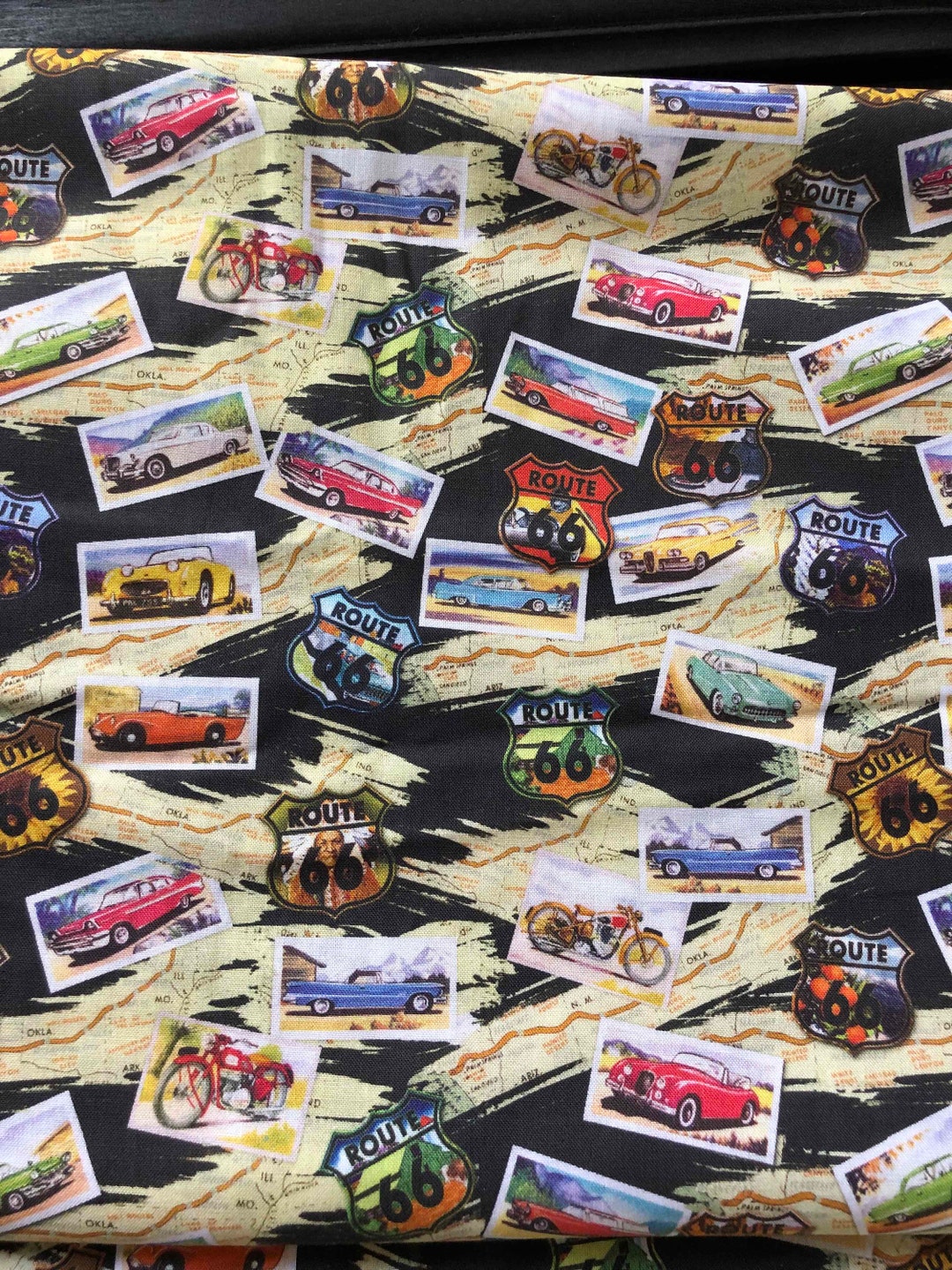 Route 66 Classic Cars Fabric 100% Cotton, Springs Creative, Quilting ...