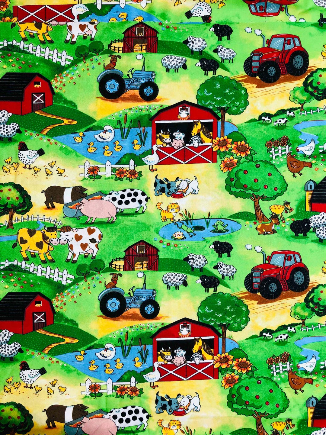 Fabric Traditions Farm Pasture Fabric, 100% Cotton Fabric, Sewing ...