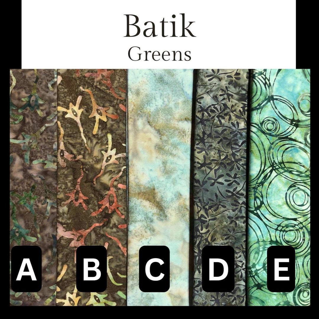 Batik Greens, Sewing, Quilting Fabric, Cotton Fabric, Green Batik, Leaf Batik, Batik Circles ...