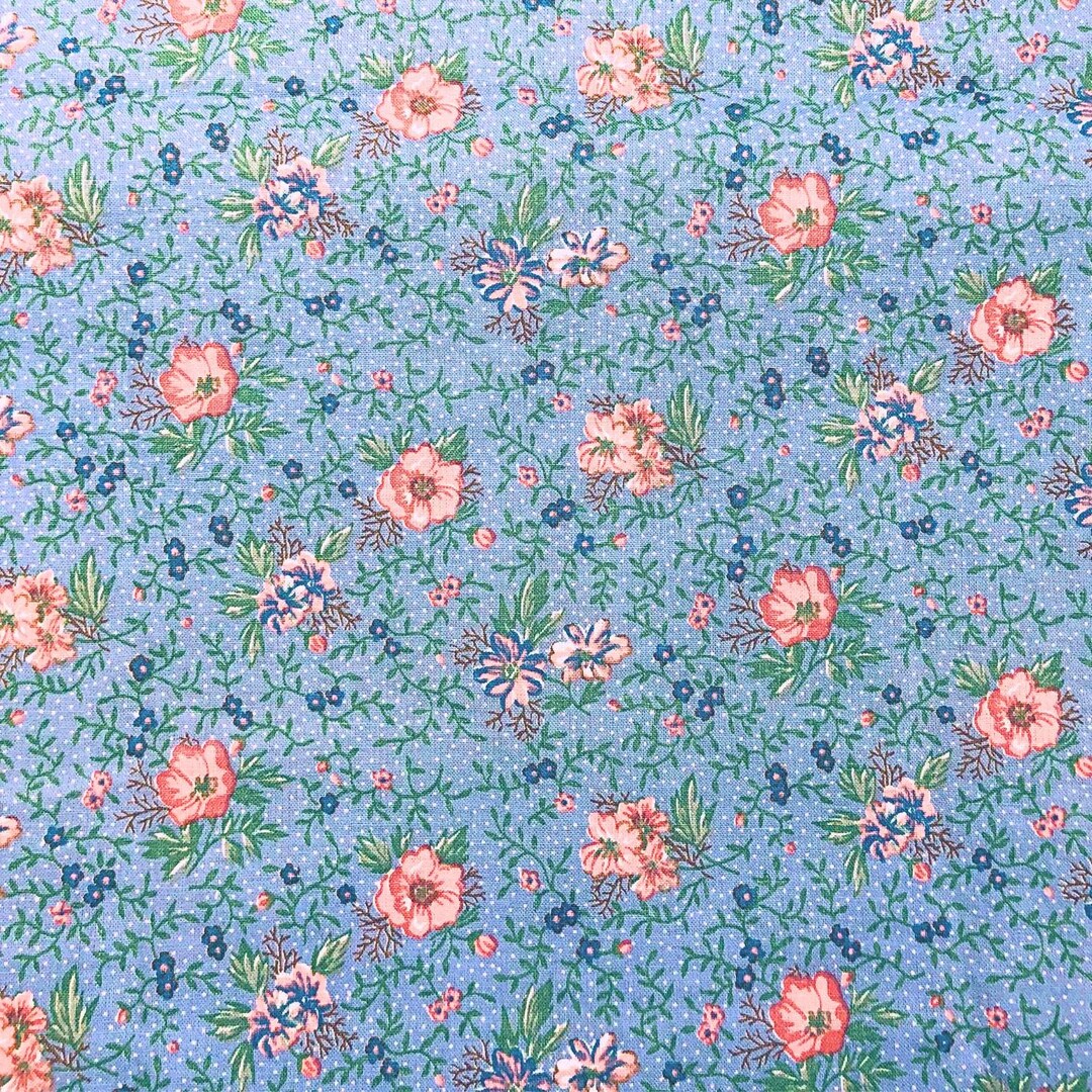 P&B Blue Floral Fabric, 100% Cotton, Quilting Fabric, Sewing, Small Scale Floral, Pink Floral - Etsy