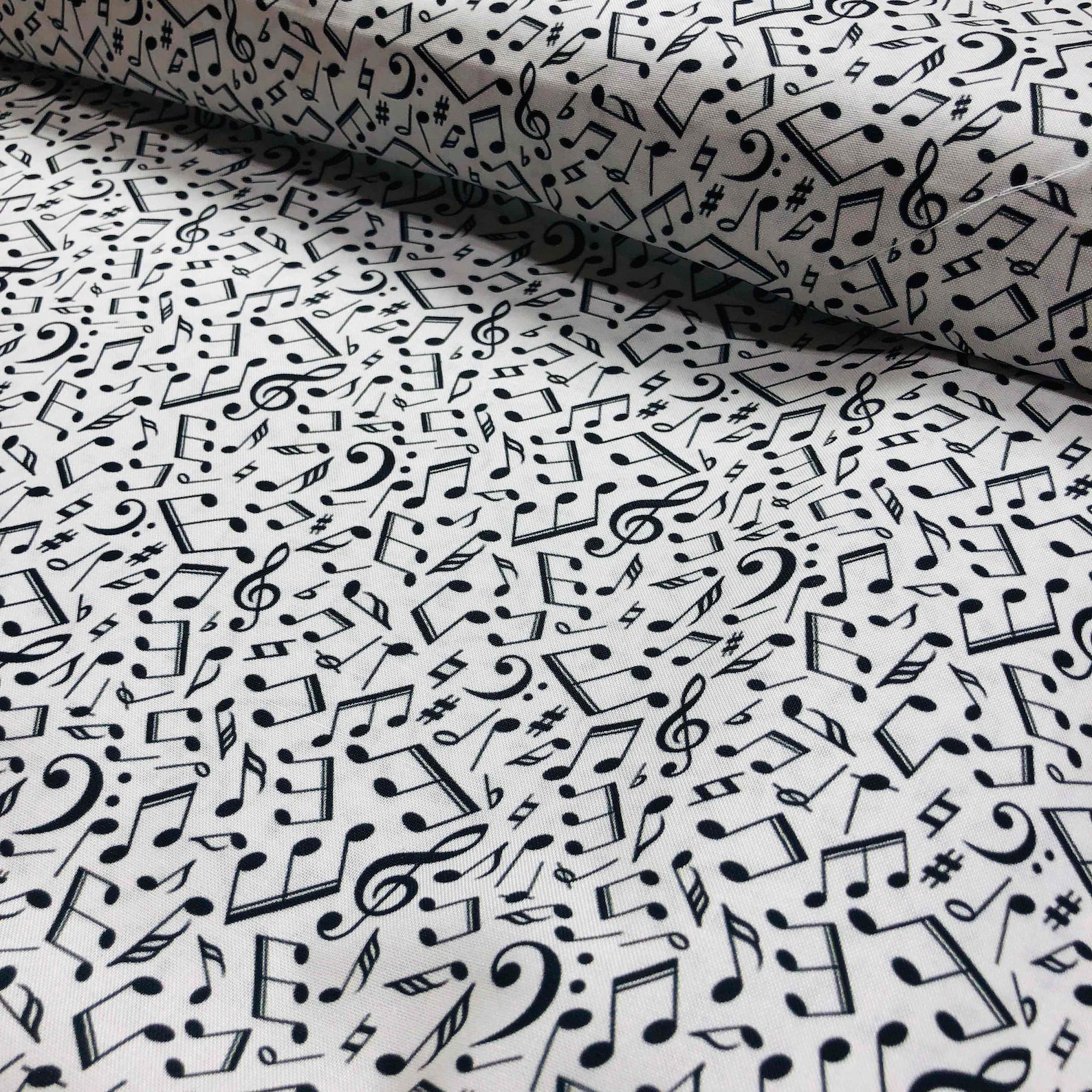 Black and White Music Notes Allover Fabric, 100%cotton Fabric, MDG - Etsy