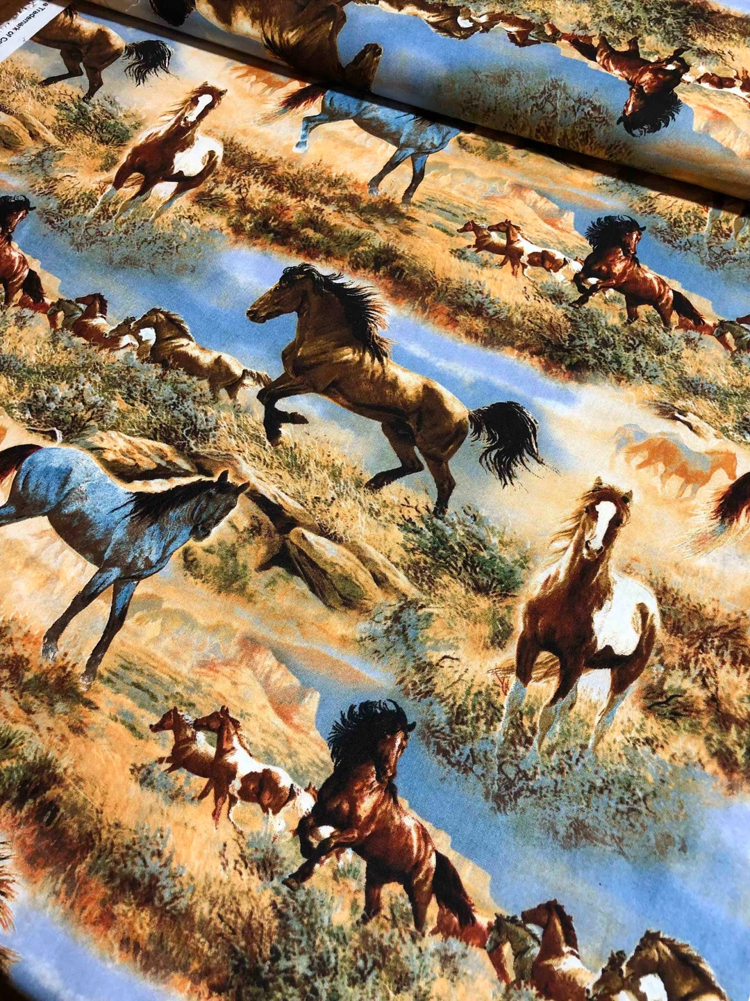 Stunning Wild Horses Fabric, 100% Cotton, Sewing, Quilting Fabric ...