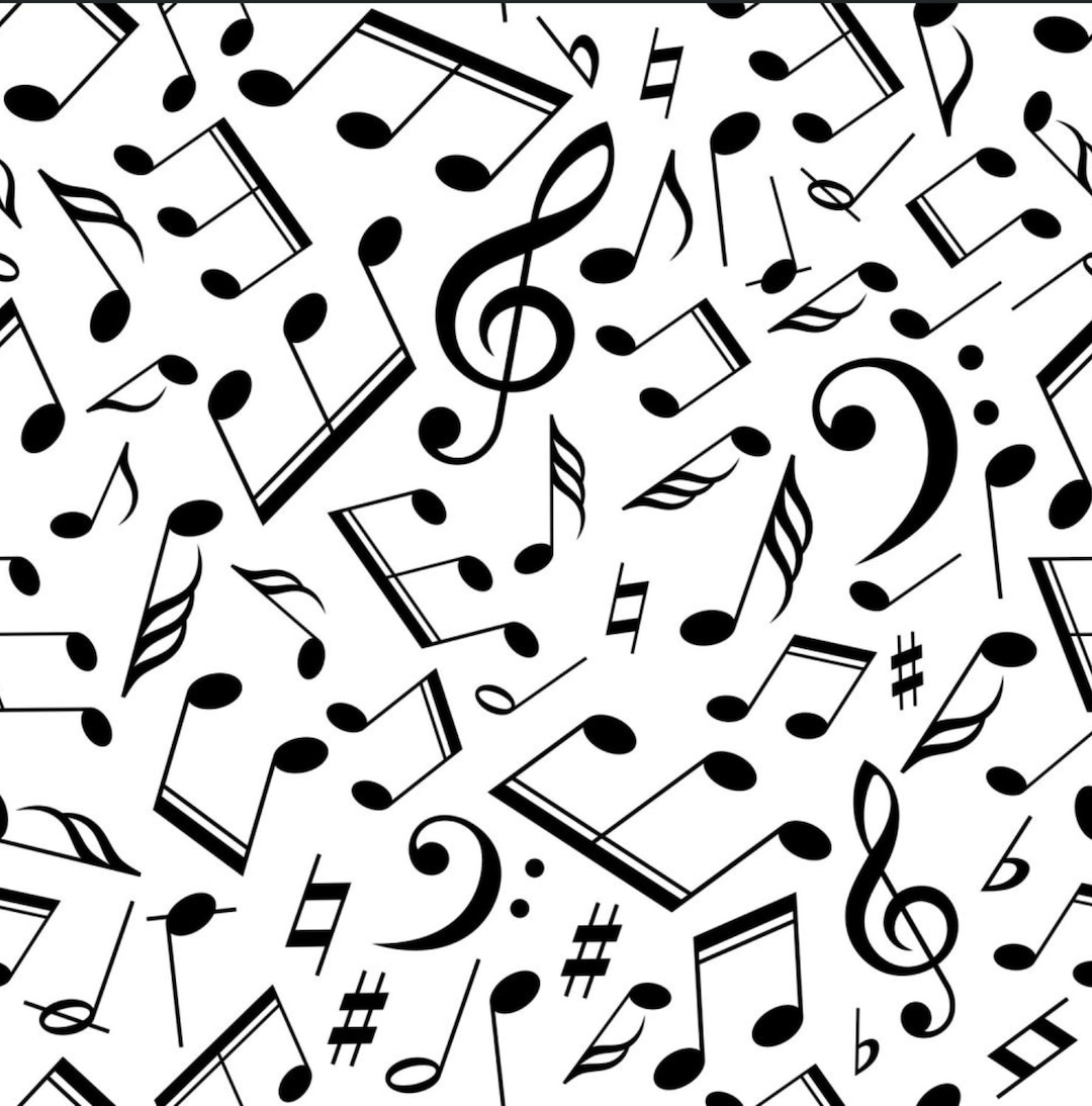 Black and White Music Notes Allover Fabric, 100%cotton Fabric, MDG - Etsy