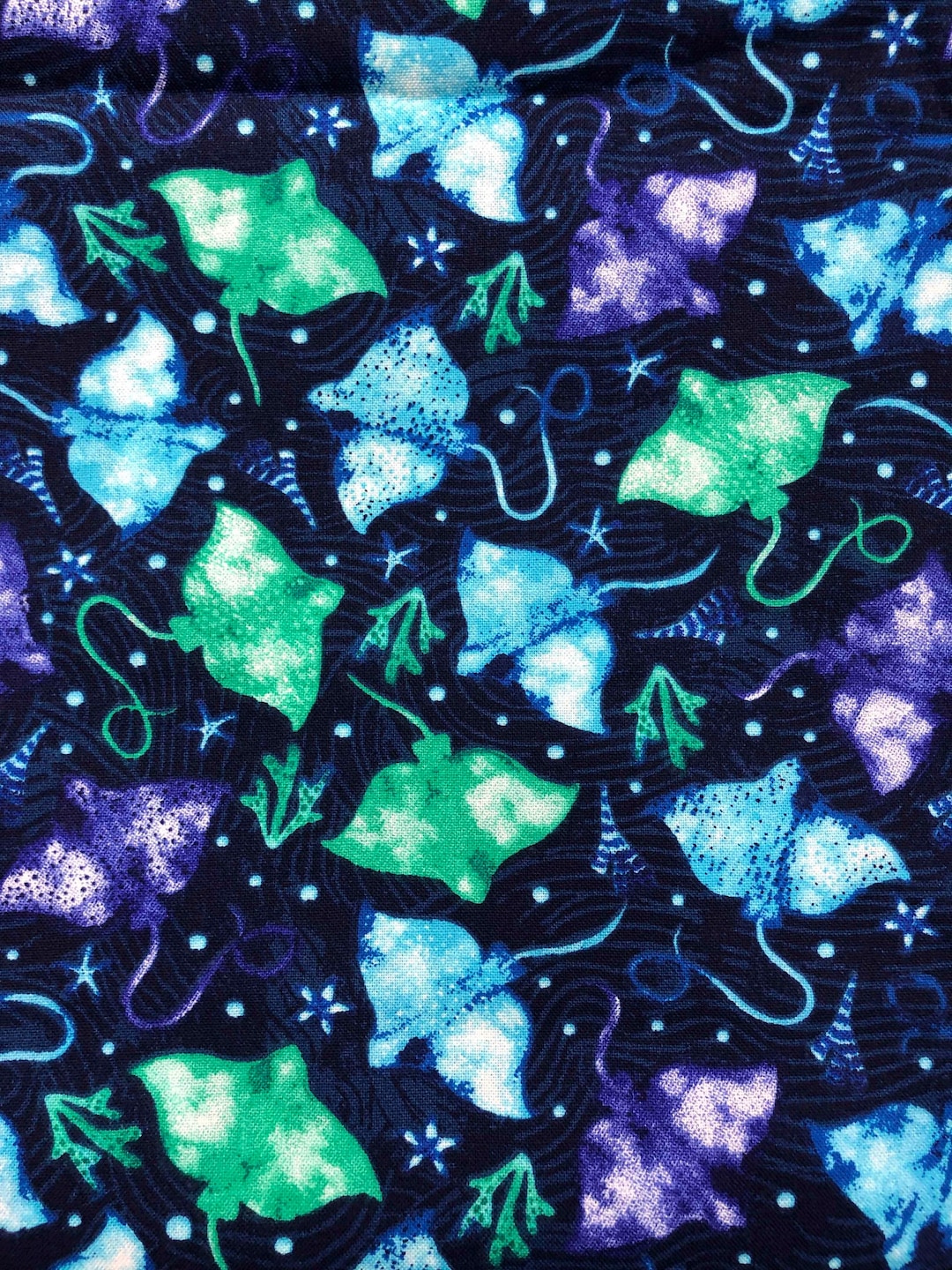 Blue Stingray Fabric, 100%cotton Fabric, Sewing, Quilting Fabric, Joann ...
