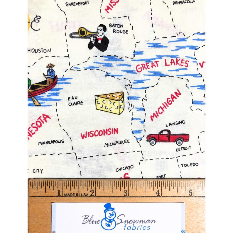Fabric Traditions United States Map Fabric, 100% Cotton Fabric, Sewing ...