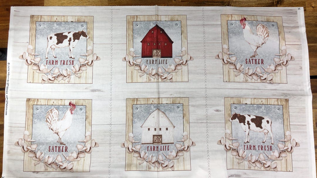 Farm Life, Farm Fresh Rooster Fabric 100% Cotton Quilting Fabric ...