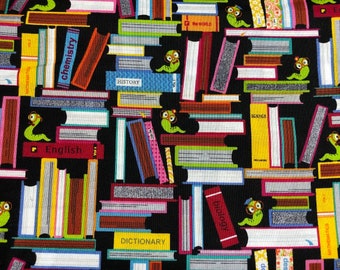 Books Fabric Book Lovers Bookshelf Pattern by Elena O'neill ...
